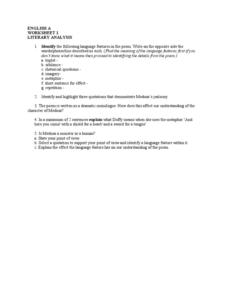 Worksheet 1 Medusa Analysis | PDF