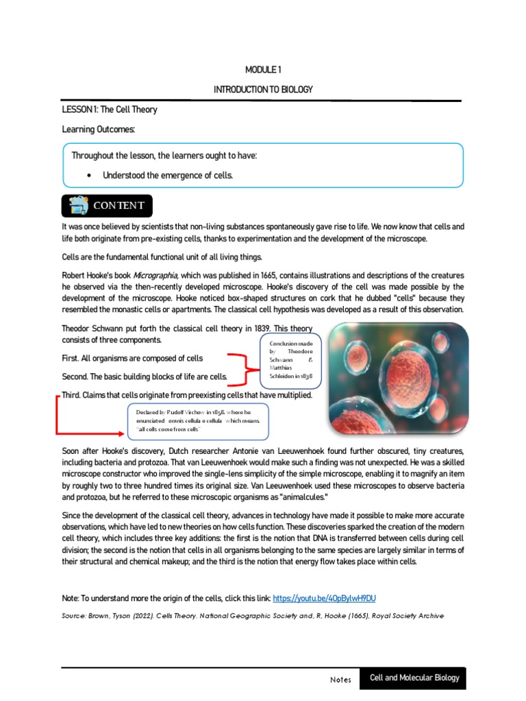 Module 1 Cell and Molecular Biology | PDF | Nature | Biology