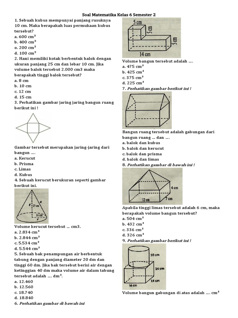 Soal Matematika Kelas 6 Semester 2 | PDF | Griya & Taman