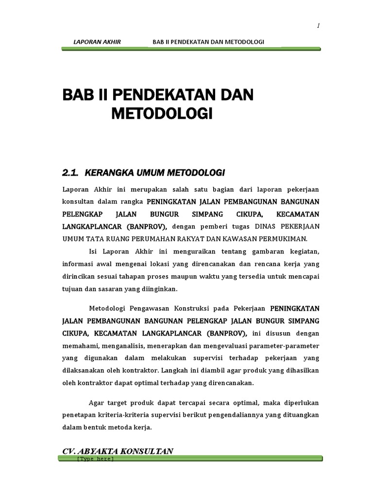 Metodologi Pengawasan Jalan Bungur | PDF | Teknologi & Rekayasa
