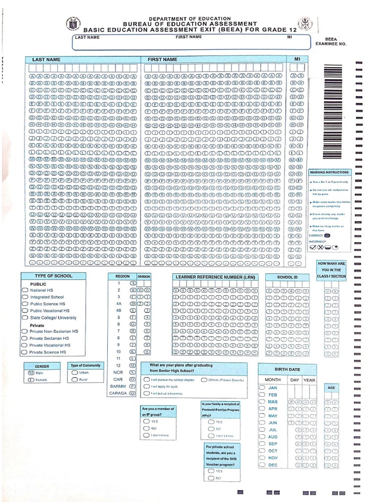 Answer Sheet (1) NAT | PDF