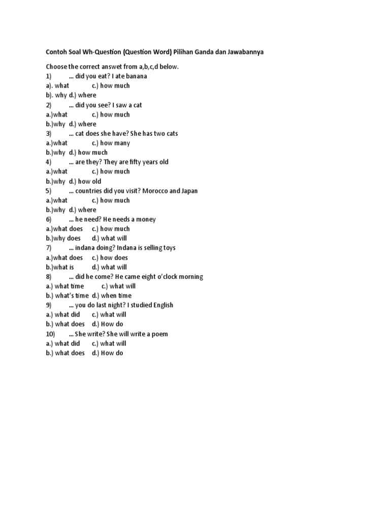 Contoh Soal WH | PDF Contoh Soal WH | PDF