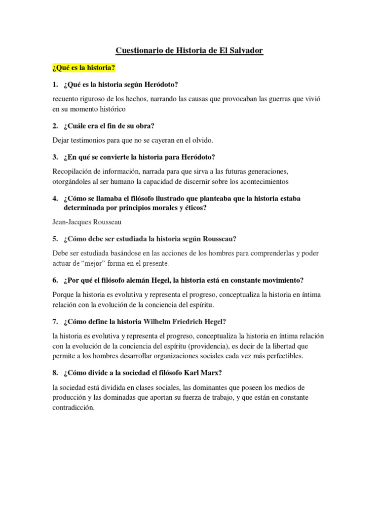 Cuestionario de Historia de El Salvador | PDF | Comunismo | Democracia