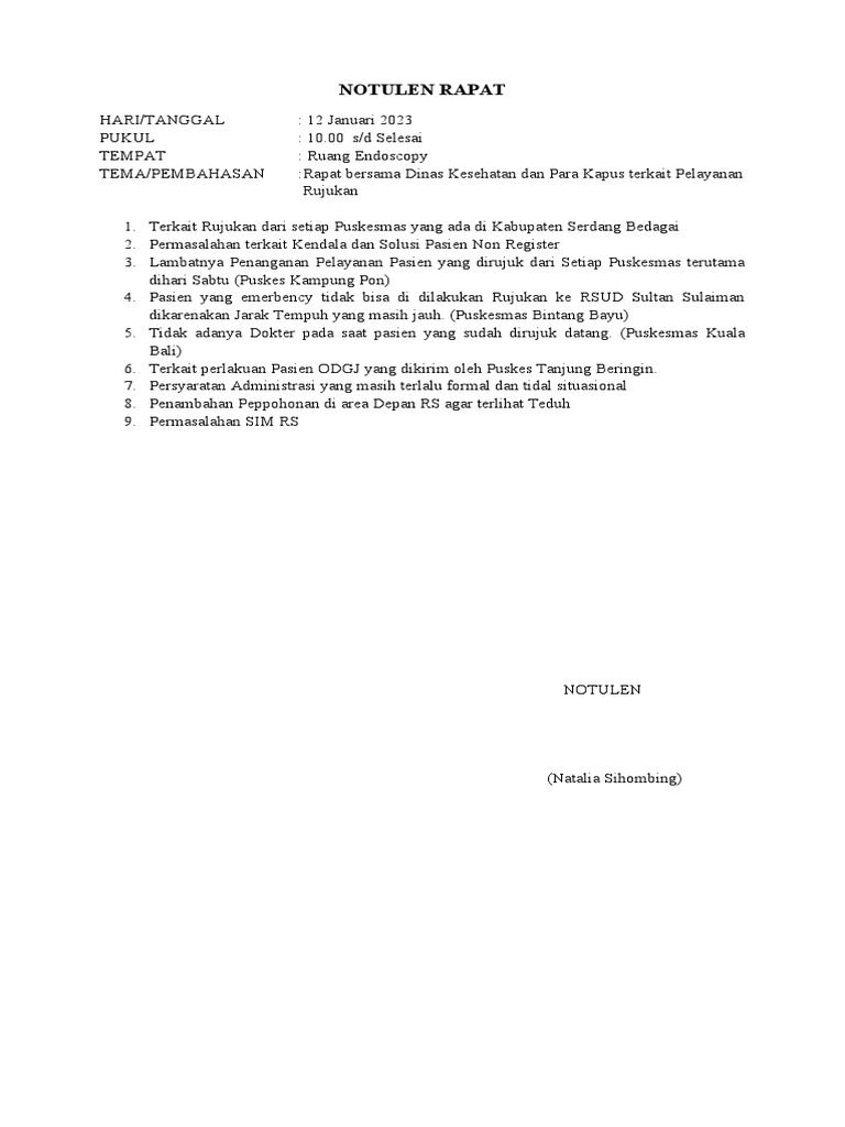 Format Notulen Rapat | PDF