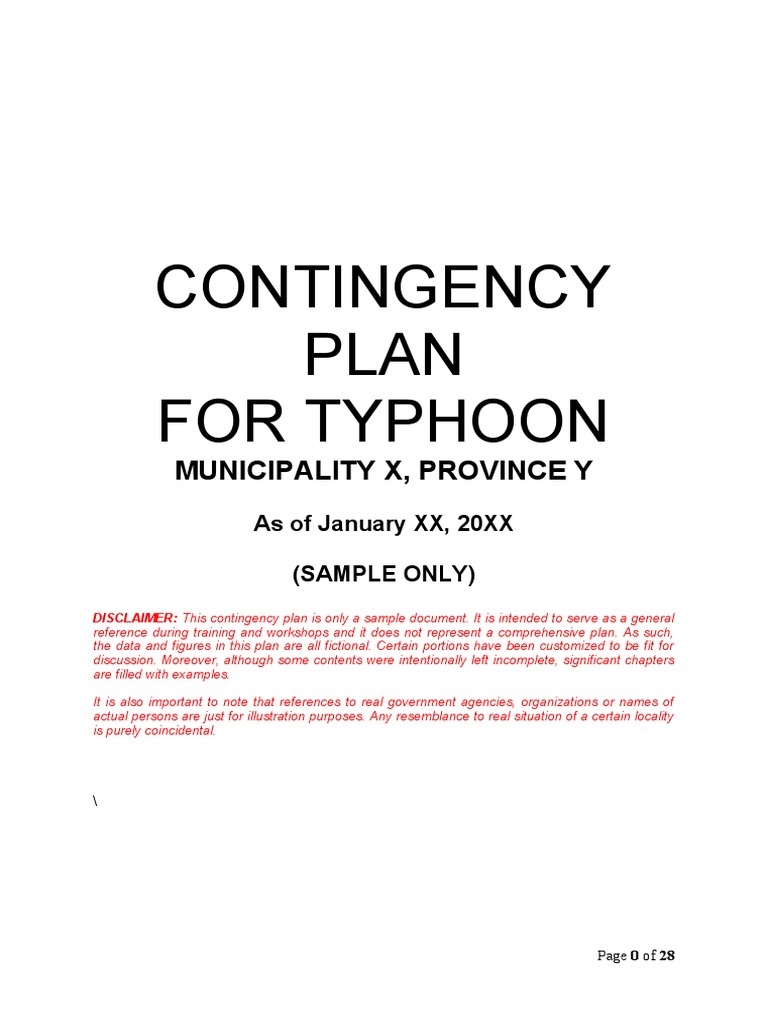 Sample Contingency Plan | PDF | Tropical Cyclones | Flood