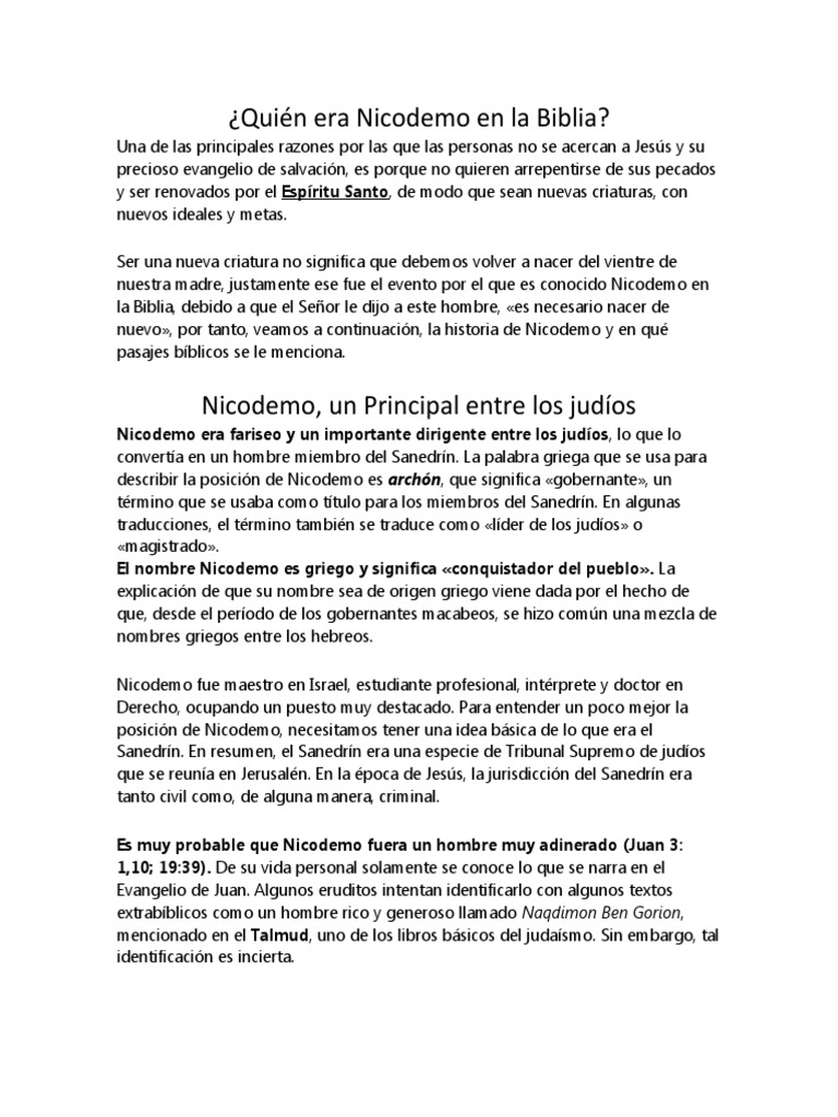 Nicodemo en La Biblia | PDF | Jesús | Biblia