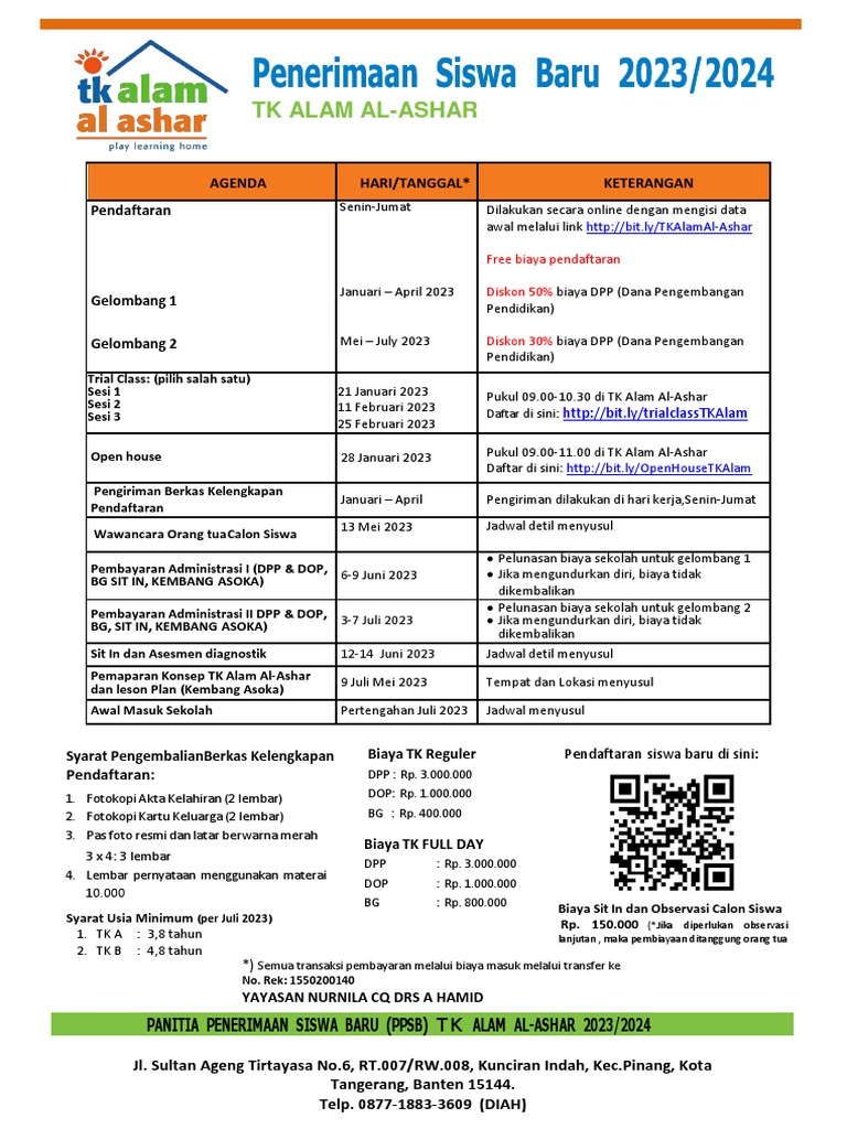 Revisi Brosur PPSB TK Alam AL-ASHAR | PDF