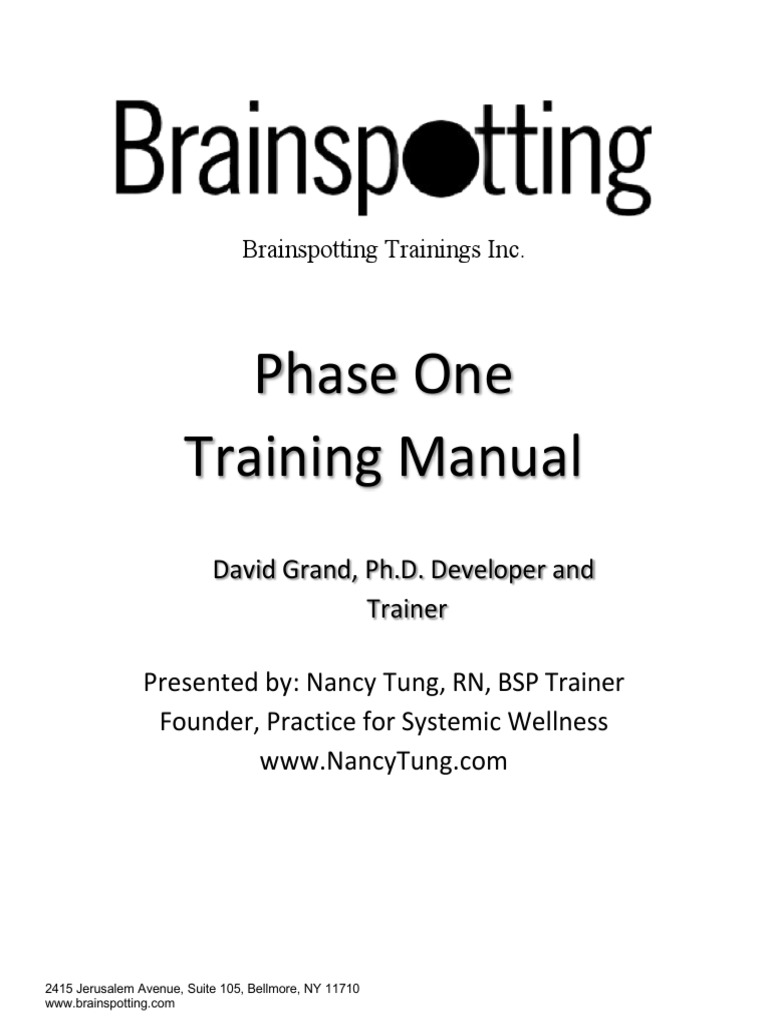 BSP Phase1 Manual David Grand 2 | PDF | Psychotherapy | Behavioural ...