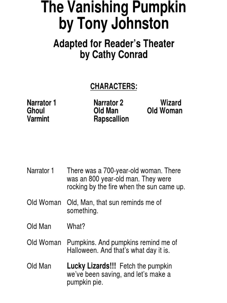 Reader's Theatre - The Vanishing Pumpkin | PDF