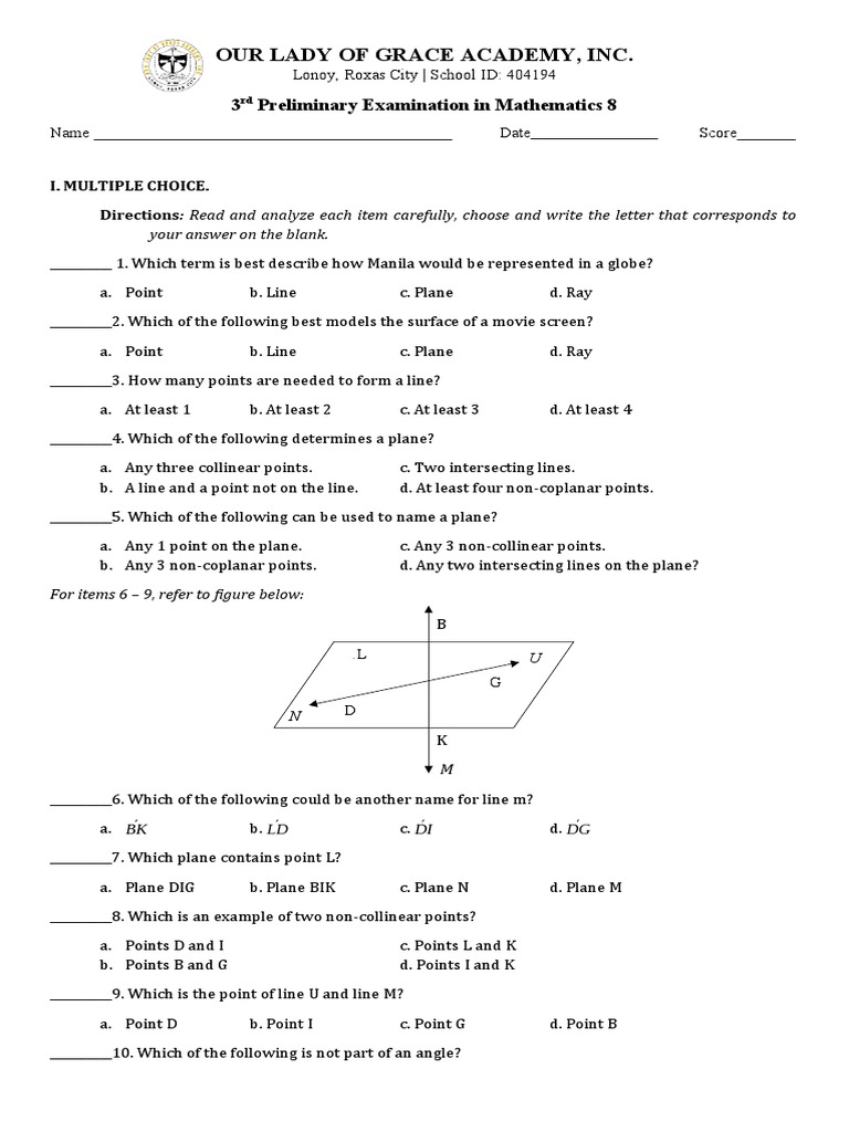 3rd P Math 8 | PDF | Angle | Line (Geometry)
