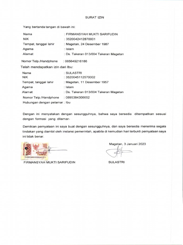 Surat Ijin Firman | PDF