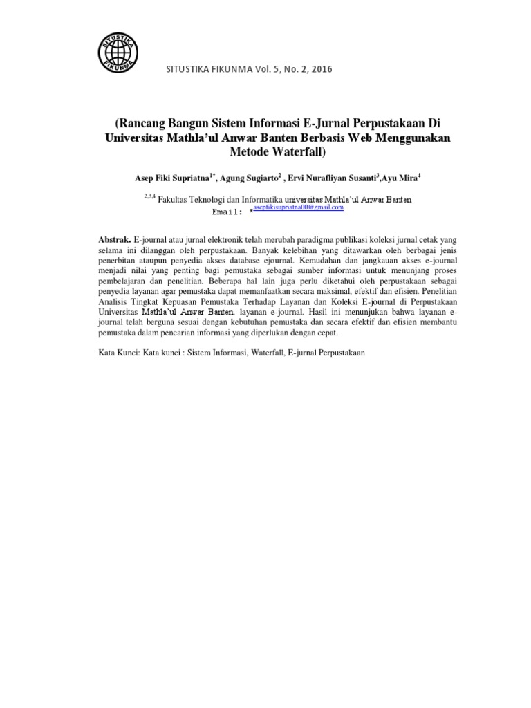 Sistem E-Jurnal Perpustakaan Web Waterfall | PDF