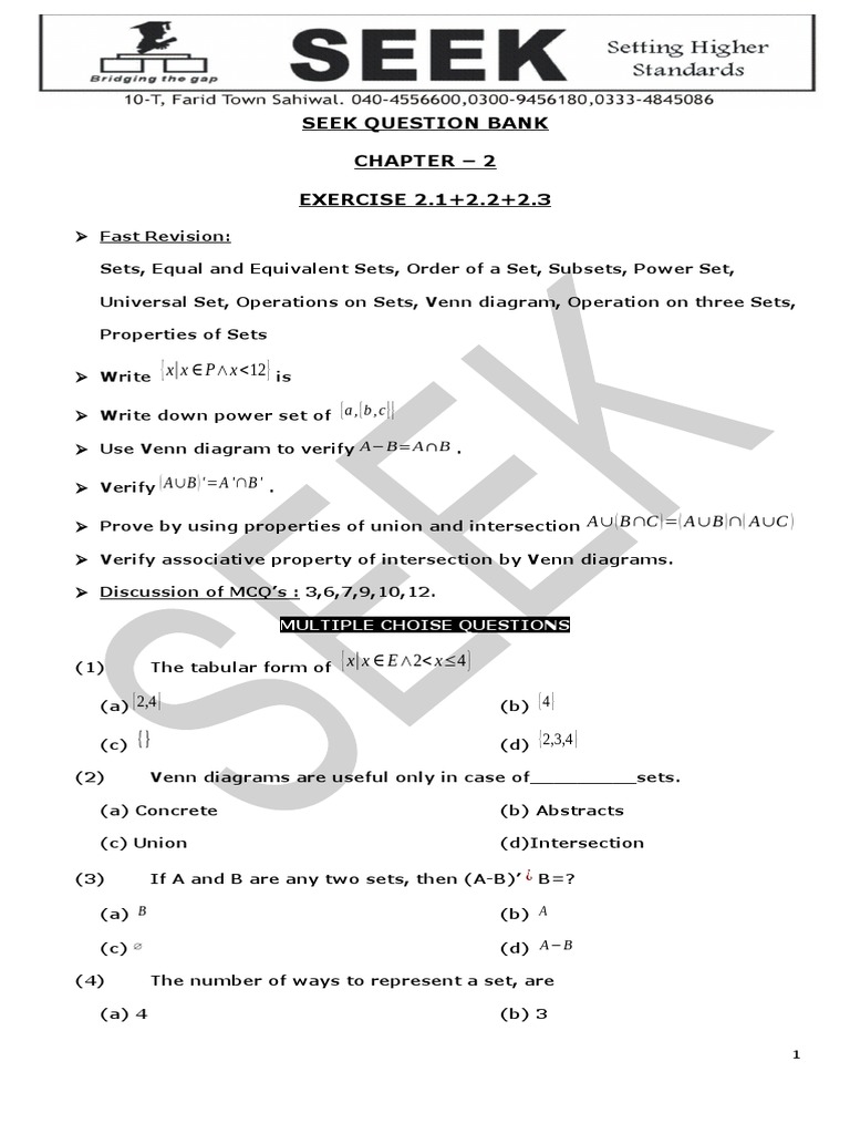 F.sc.I Math Question Bank CH# 2 | Download Free PDF | Group ...