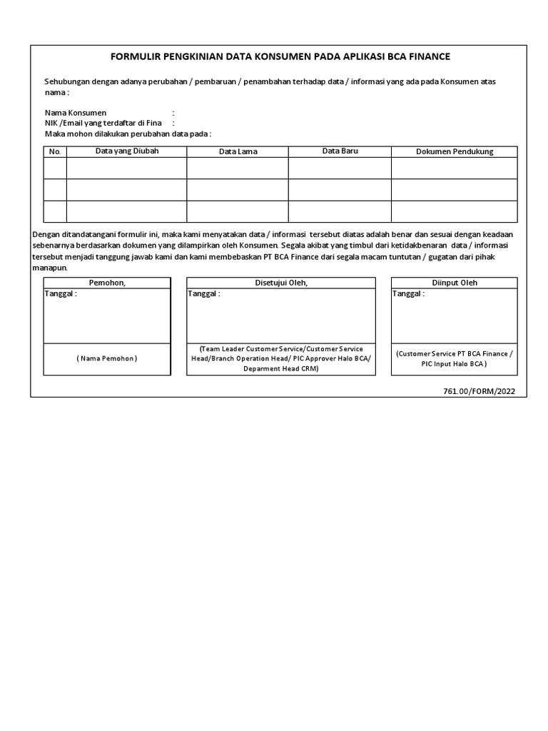 Form Pengkinian Data FinA | PDF