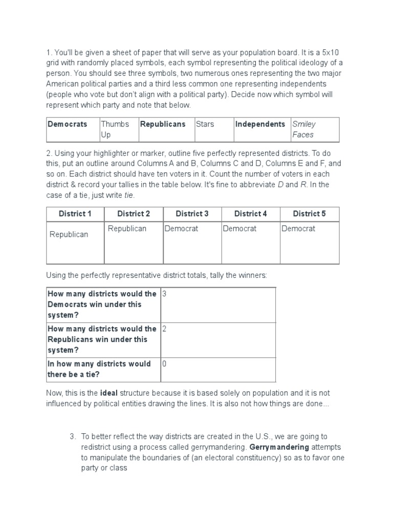 4.6 Gerrymandering Activity | PDF | Gerrymandering | Democracy