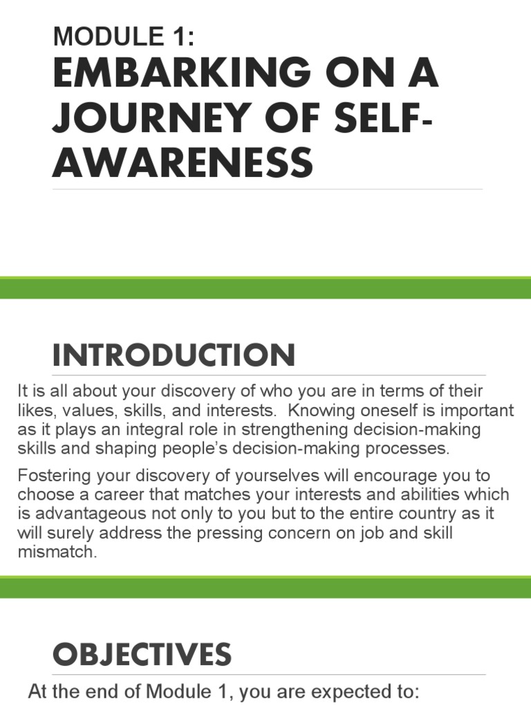 Module 1 PPT Embarking On A Journey of Self-Awareness | PDF | Self ...