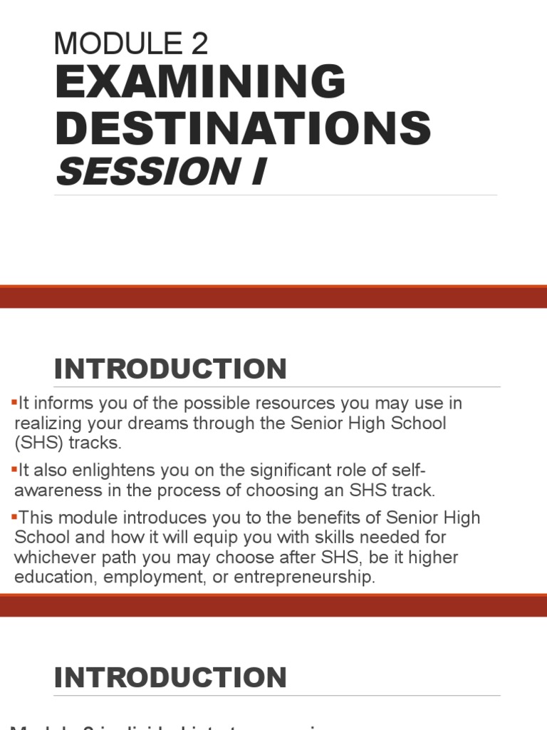 4 Module 2 PPT Examining Destinations - Session 1 | Download Free PDF | Vocational Education ...