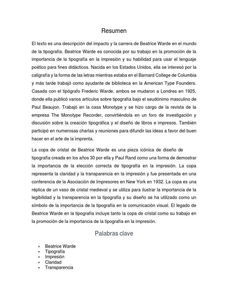 Beatrice Warde Resumen | PDF