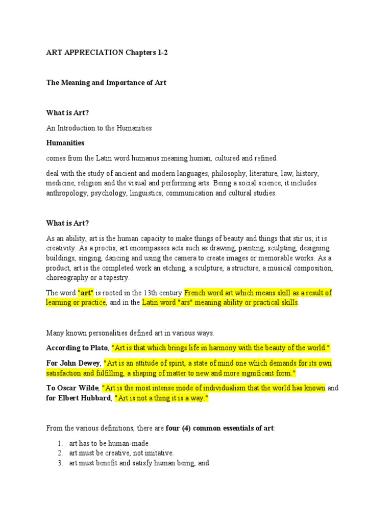 Art Appreciation Chapters 1 5 Reviewer | PDF | Color | Sculpture