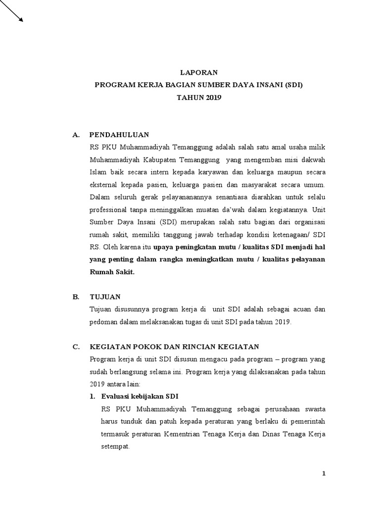 LAPORAN PROKER SDI SEMESTER 1 - 2019 Fix | PDF | Bisnis