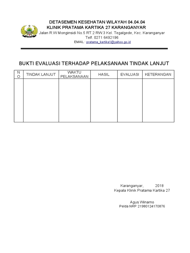 6.kra 5 Bukti Evaluasi Terhadap Pelaksanaan Tindak Lanjut | PDF