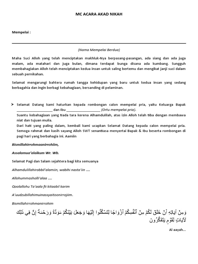MC Acara Akad Nikah | PDF