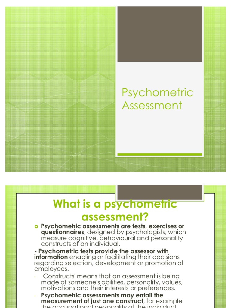 Psycho Metric Assessment | PDF | Psychological Evaluation | Psychometrics