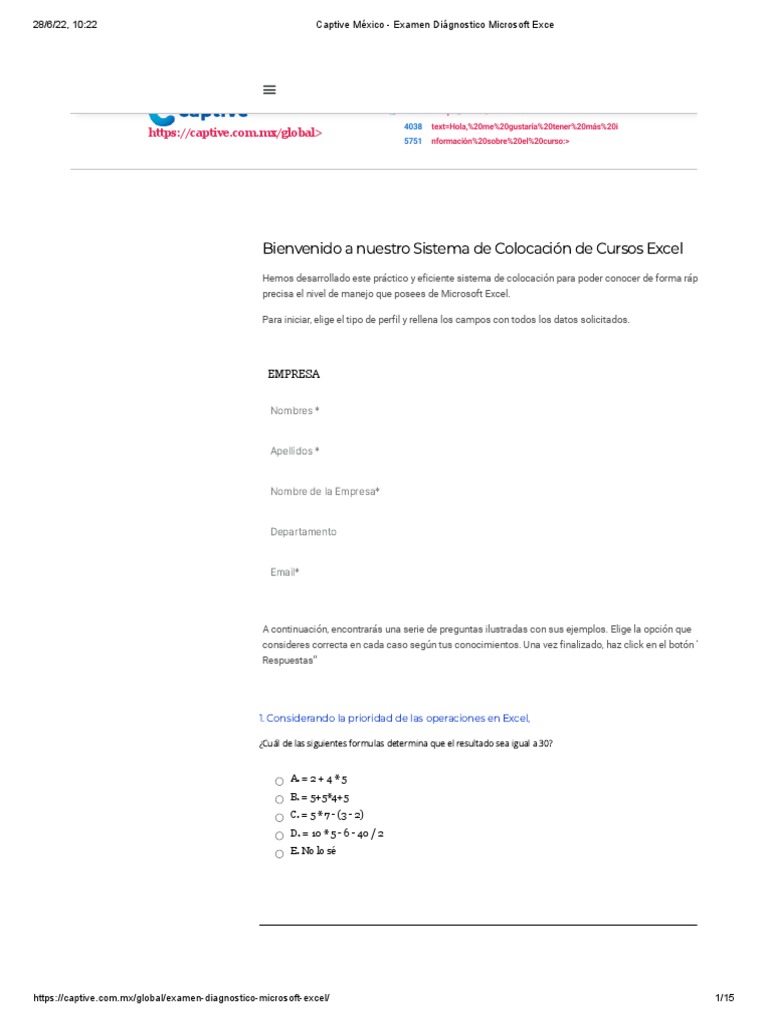 Diagnostico Excel | Descargar gratis PDF | Microsoft Excel | Hoja de cálculo