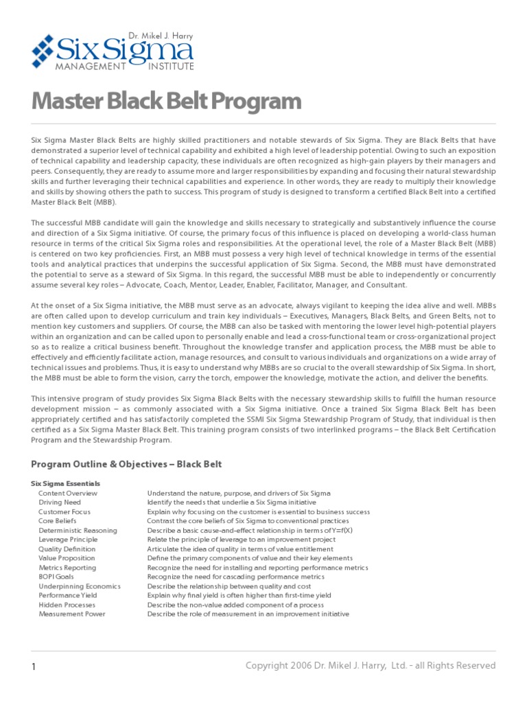 Master Black Belt Program | PDF | Analysis Of Variance | Statistics