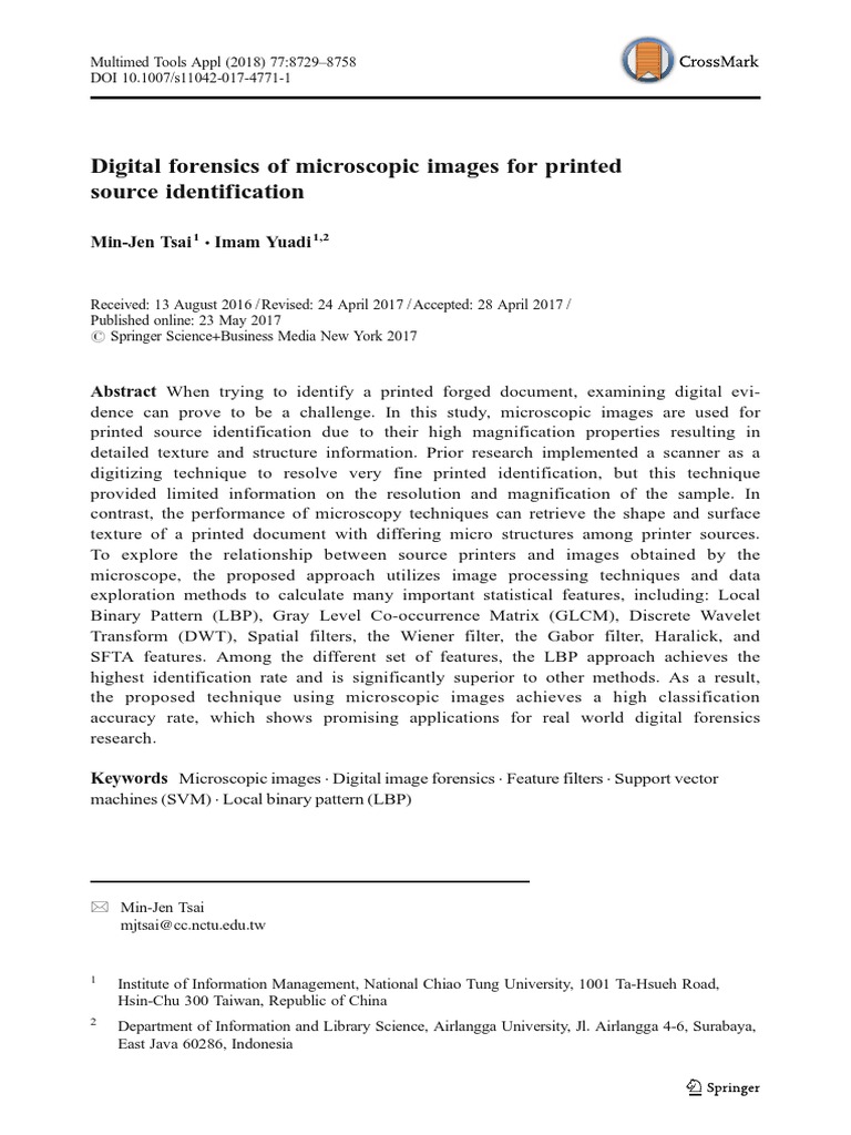 Digital Forensics of Microscopic Images For Printed Source ...
