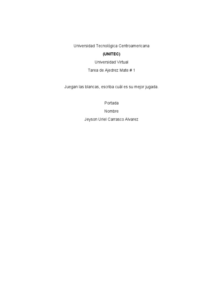 Tarea 1 Ajedrez | PDF