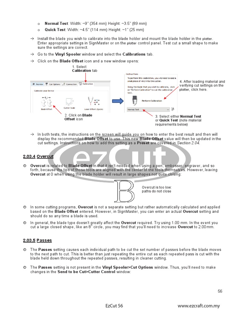 EzCUt Manual Part B 56-102 | PDF | Calibration | Length