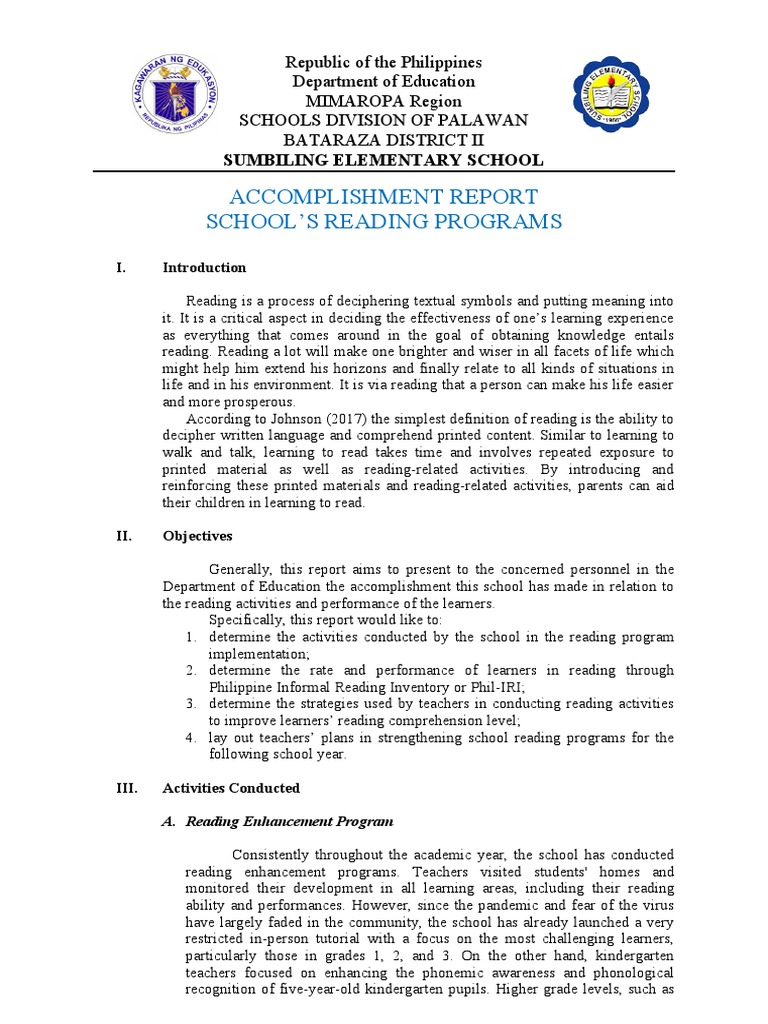 Reading Month Report | PDF | Reading Comprehension | Learning