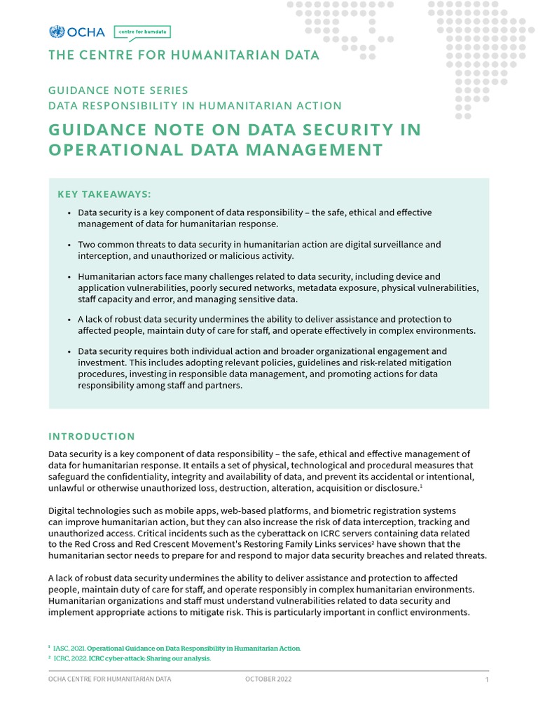 Guidance Note On Data Security in Oper Ational Data Management | PDF | Security | Computer Security