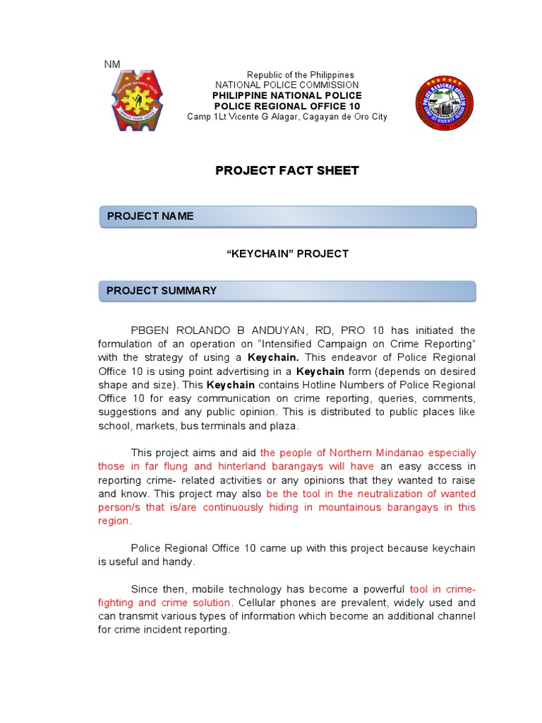 Project Fact Sheet-Key Chain 2021 - Updated | PDF