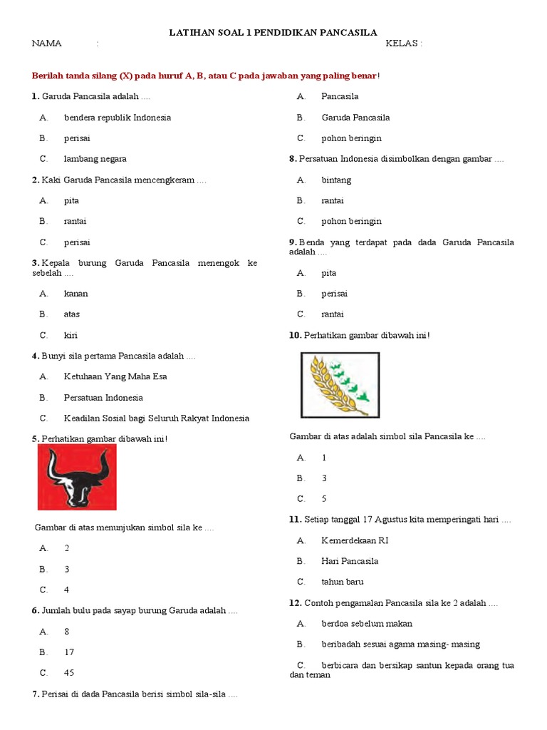Latihan Soal 1 Pendidikan Pancasila | PDF