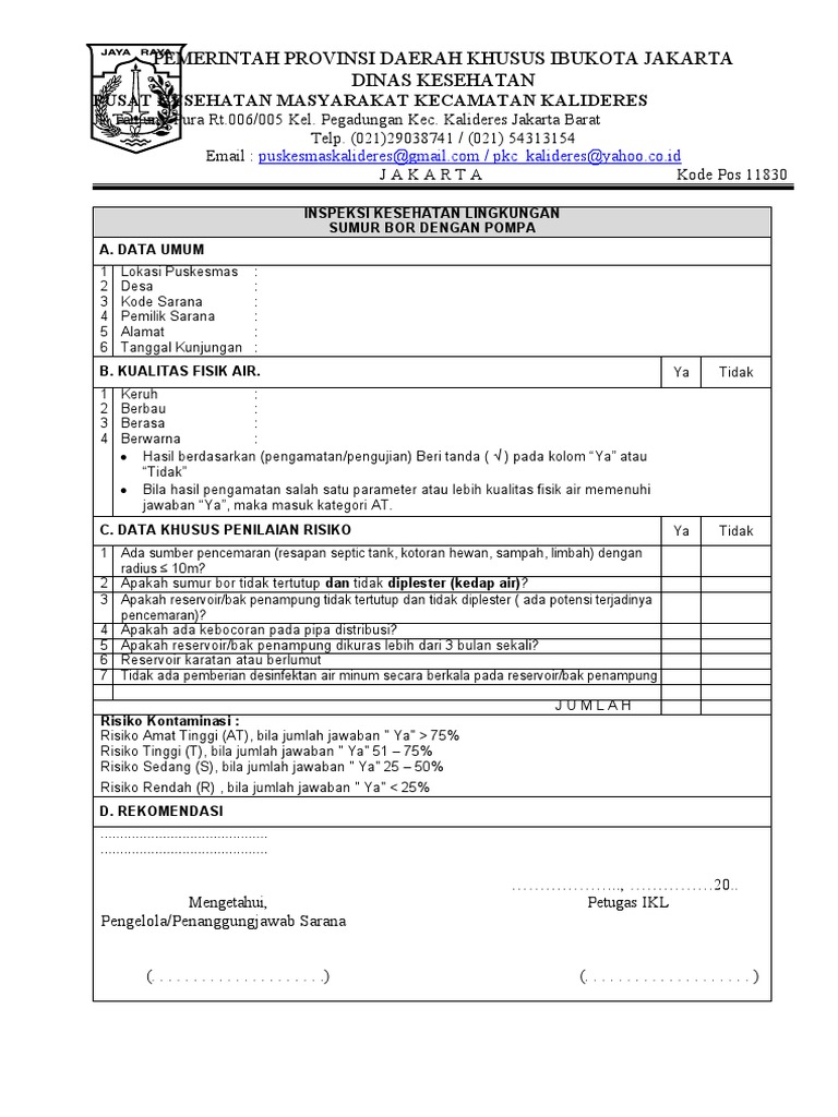 Form IKL SUMUR BOR DENGAN POMPA | PDF