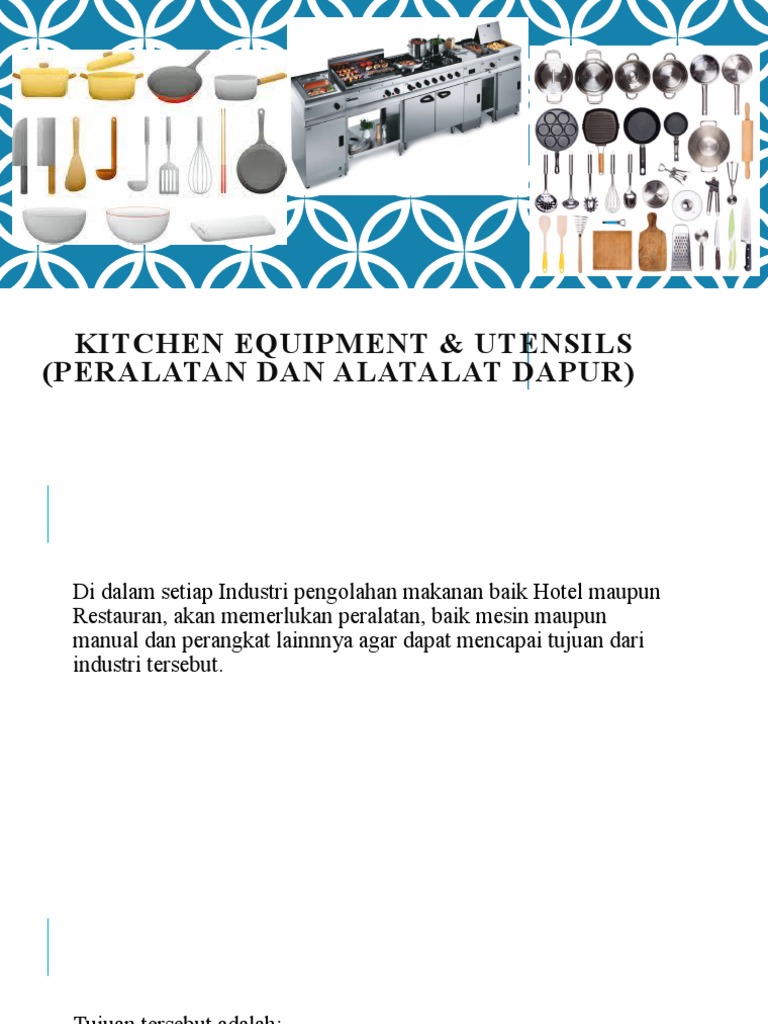 Peralatan Dapur: Fungsi dan Contoh | PDF | Memasak, Makanan, & Anggur