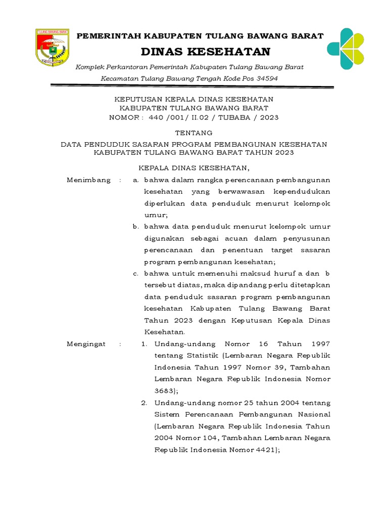 Sasaran Penduduk 2023 | PDF