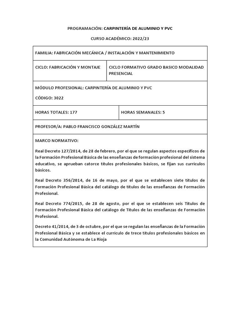 3022 Capvc | PDF | Evaluación | Mecanizado