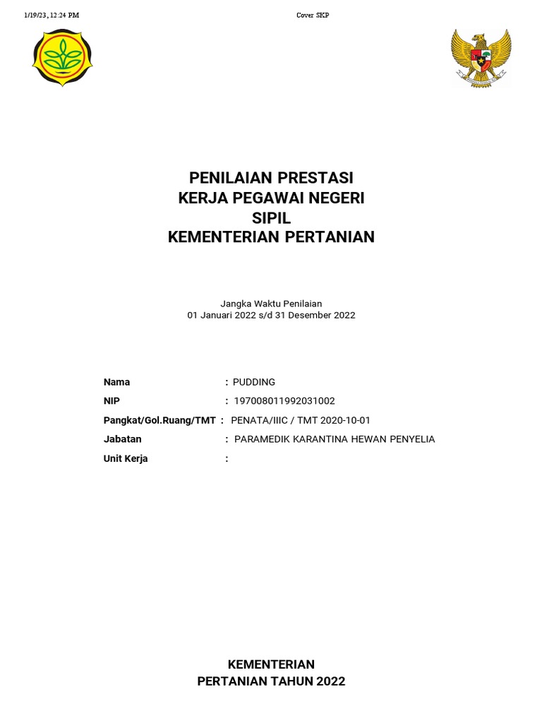 Cover SKP 2022 | PDF | Pengelolaan Keuangan & Uang