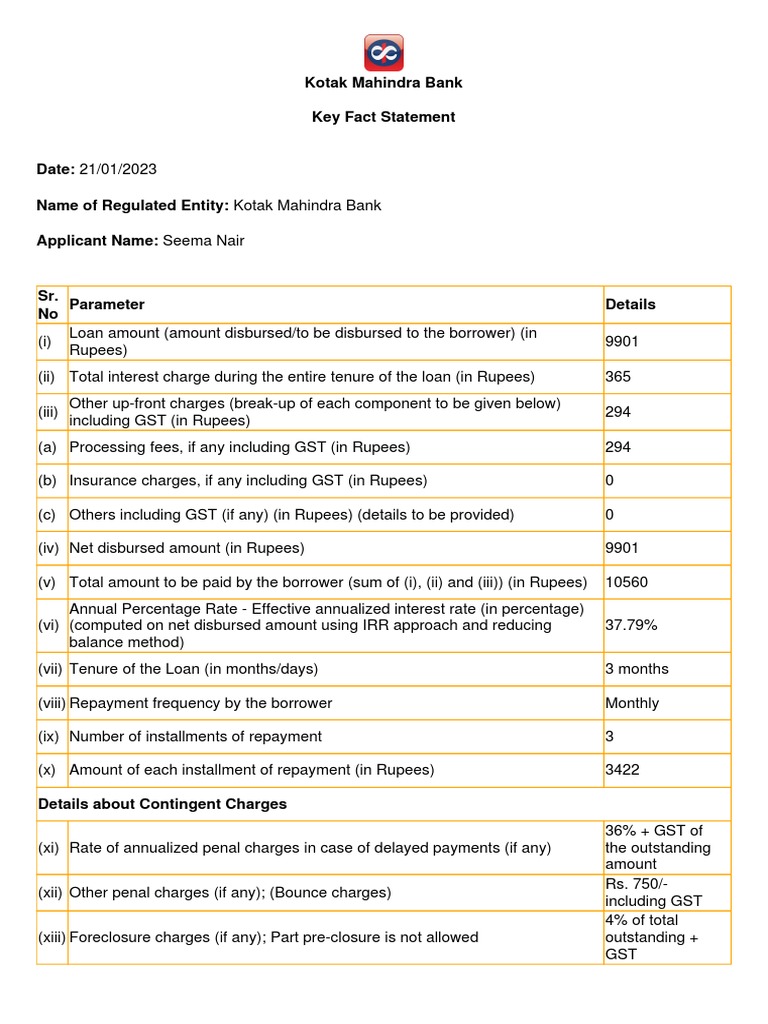 Kfs Agreement | PDF | Loans | Interest