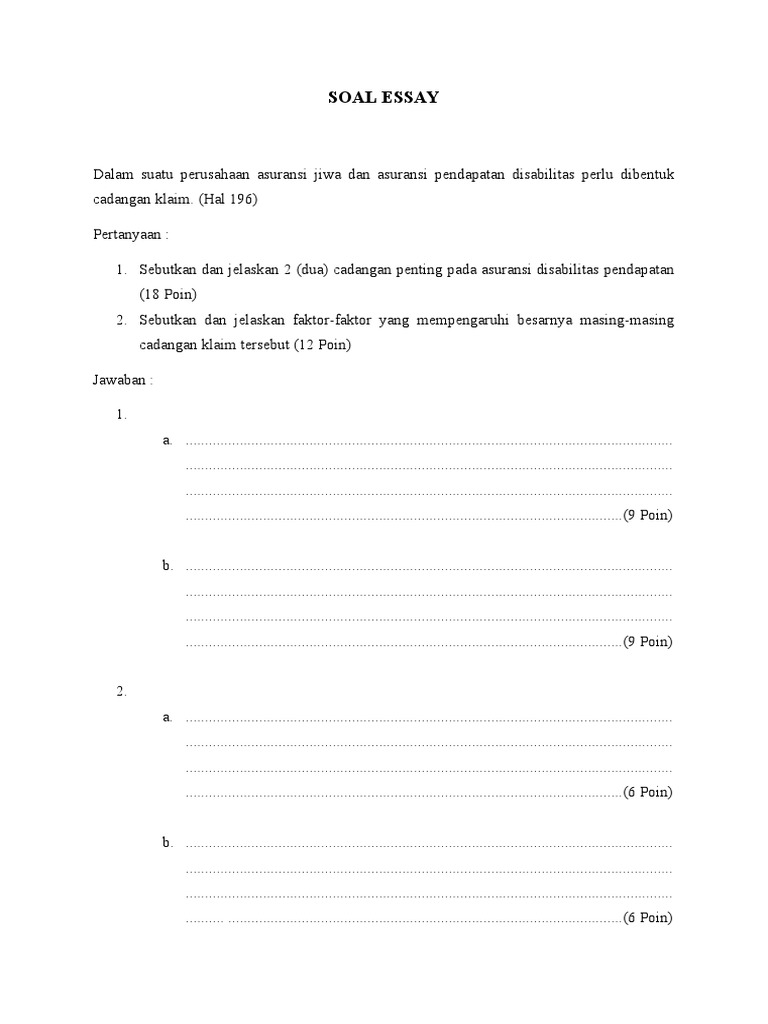 Soal Essay 14 Mar 2022 | PDF | Hukum