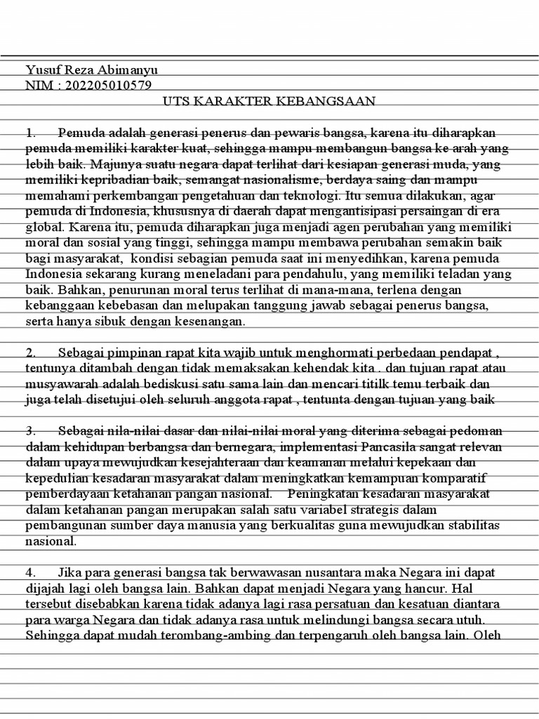 Uts Karakter Kebangsaan | PDF