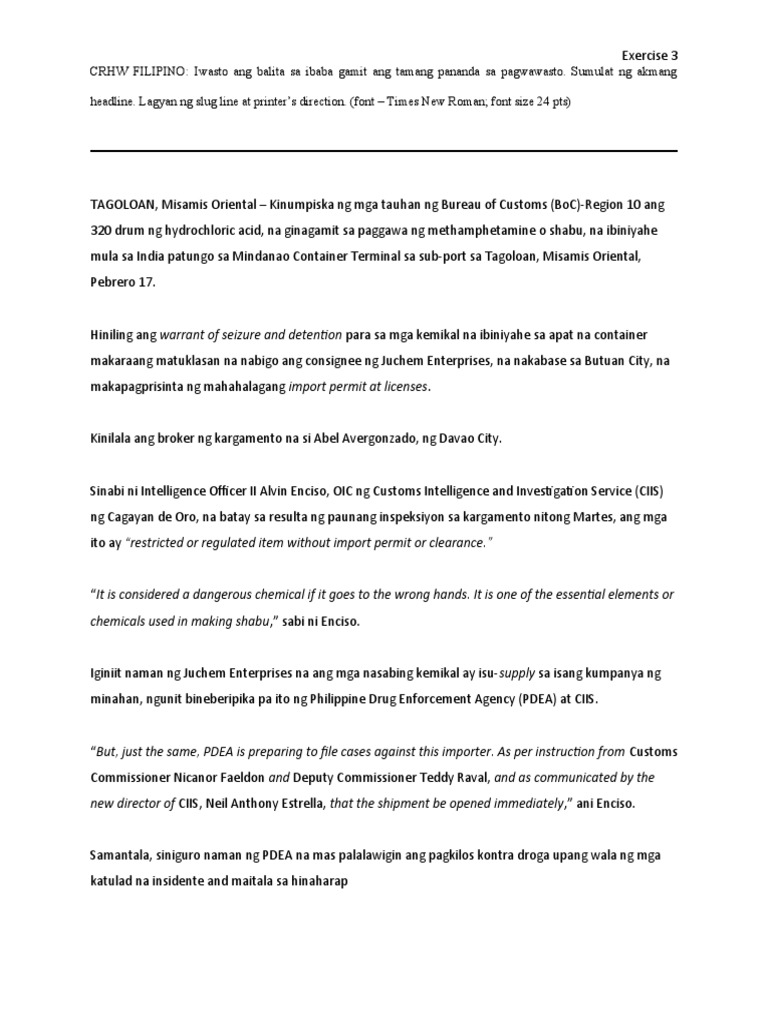 Exercise 3 CRHW | PDF | Military | Philippines