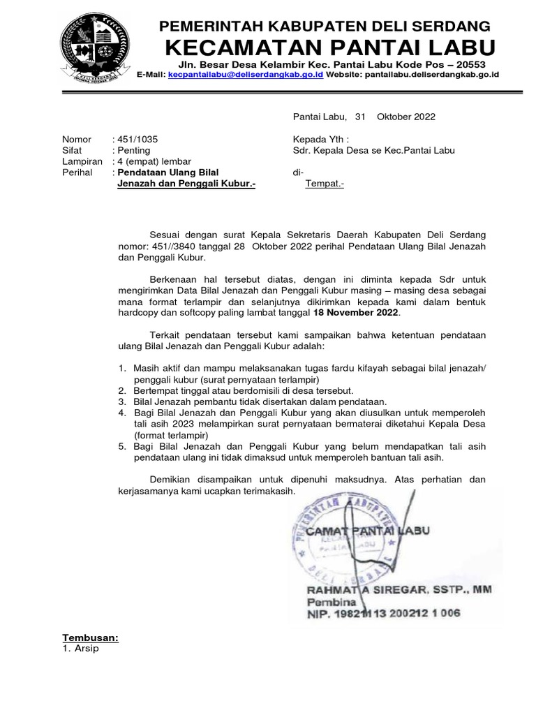 Pendataan Ulang Bilal & Penggali Kubur | PDF