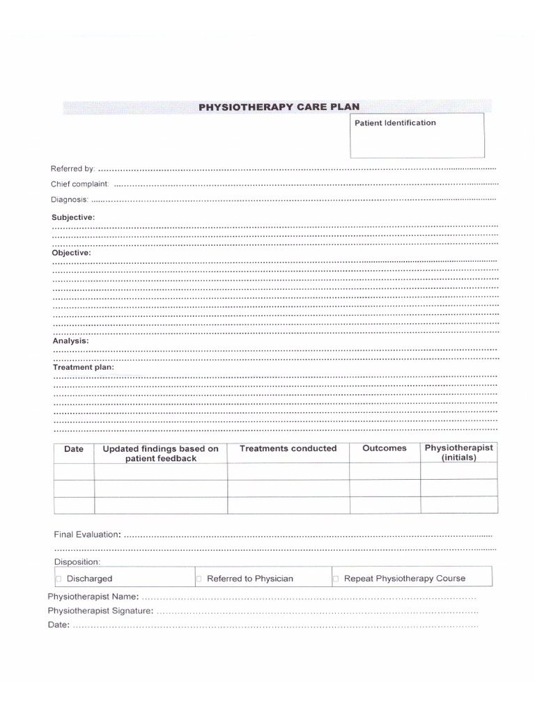 Physiotherapy Care Plan | PDF