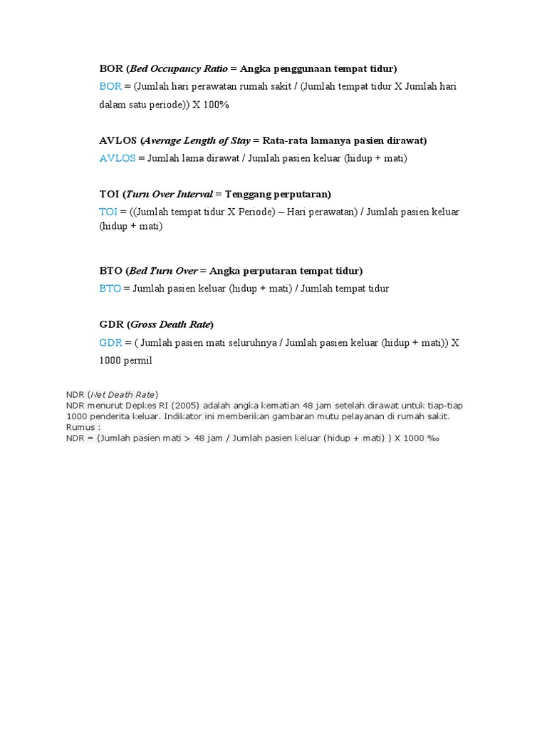 BOR (Bed Occupancy Ratio Angka Penggunaan Tempat Tidur) | PDF