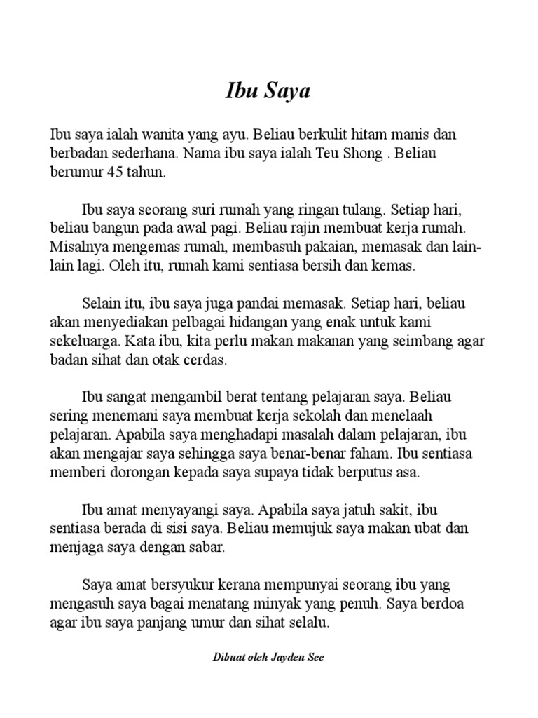 Ibu Saya (Karangan) | PDF