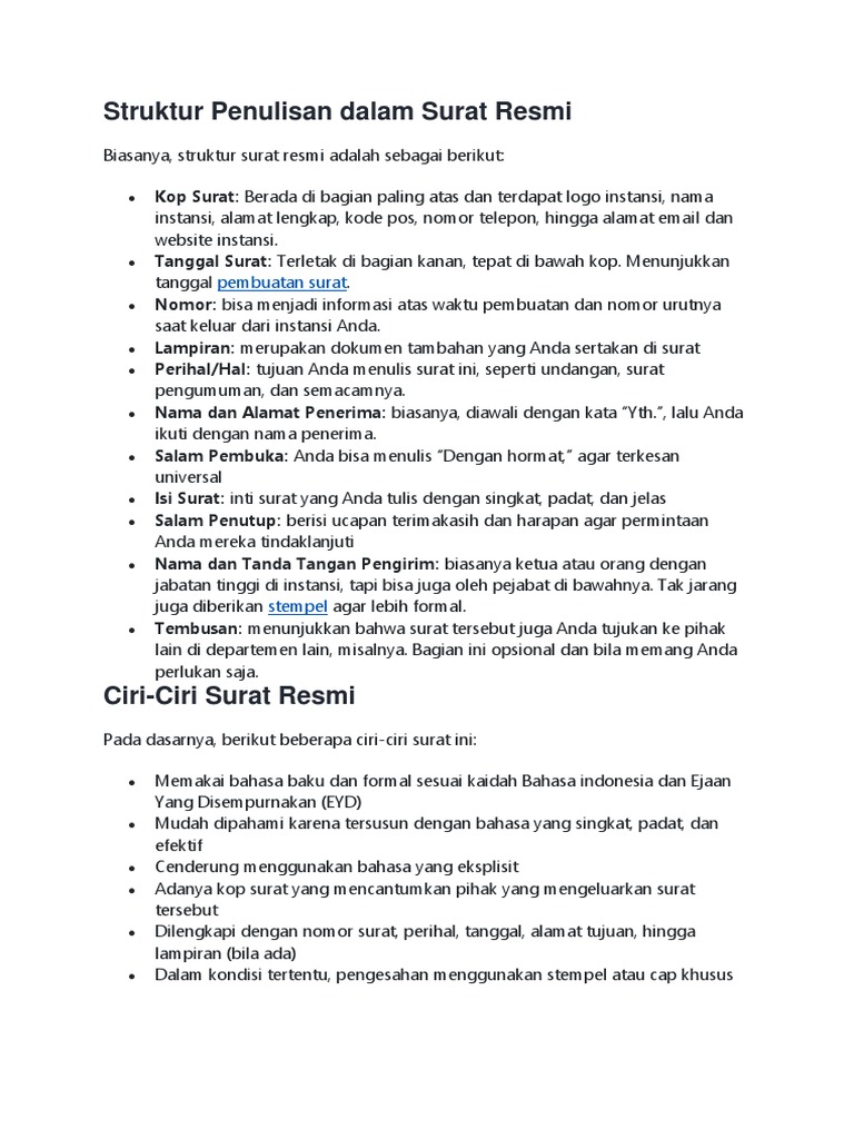Struktur Penulisan Dalam Surat Resmi EYD | PDF | Karier & Perkembangan